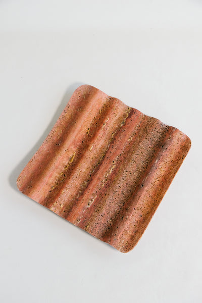 Wave-Shaped Red Travertine Tray | Precious Housewarming Gift ...